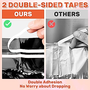 4-Pack Backdrop for Party Decorations, Foil Fringe Backdrop Curtains, Tinsel Streamers for Birthday Party Decorations, Black Tinsel Curtains for Halloween Bachelorette Prom Disco Hollywood Theme Party