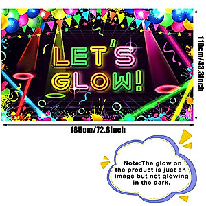 Neon Glow Party Backdrop Fabric Let Glow Background Glow Party Themed Backdrop Halloween Neon Birthday Party Decorations for Neon Themed Party Birthday Party, 5.9 x 3.6 Ft