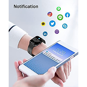 Smart Watch Compatible with iPhone Android Phones 2022, 1.7 inch Watches for Men Women IP68 Waterproof Fitness Tracker with Blood Oxygen/Heart Rate Monitor Sleep Steps Tracker DIY Watch Faces Black