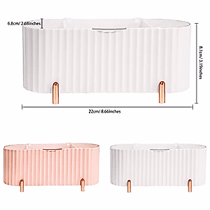 FHDUSRYO 2Pcs Q-tips Holders, White Pink Cotton Swabs Dispensers, 3 Compartments Cotton Ball Storage Box, Cotton Pad Storage Organizer Container with Lid for Bathroom Dresser Home Decor
