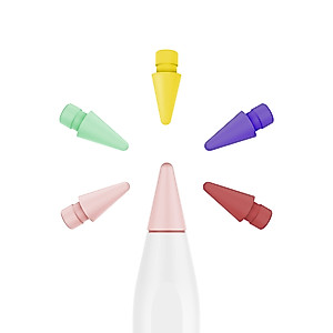 Metapen Pencil Tips for Apple Pencil 2nd and 1st Generation, Metapen A8-1:1 Original Size (5 Colors, 2X More Durable), Fit Well for iPad Pen for iPad Pro/Mini/Air (Red/Yellow/Purple/Pink/Cyan)