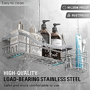 QQJOYCCI 4 Pack Shower Caddies Bathroom Shelf,No Drilling Adhesive Bathroom Storage Organizer,304 Stainless Steel Rustproof Shower Rack for Bathroom Organizer/Shower Organizer/Kitchen