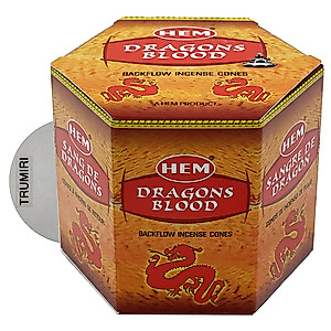 Dragons Blood Hem Backflow Incense Cones for Waterfall Aromatic Smoke Fountain Haze Falls Burner Holder and Mat Bundle - 40 Large Back Flow Incense Cones Scented