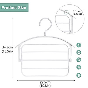 Pants Hanger Scarf Hanger Space Saving Non-Slip Pants Hanger, Legging Hangers for Closet Organizer Jeans Slack Trousers Hangers Multiple Clothes Hanger Closet Organizer for Jeans,Scarf,Tie (White, 3)