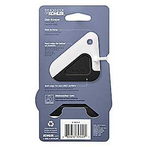 Kohler K-8624-0 Kitchen Pot and Pan Dish Scraper, Silicone and Nylon, Heat Resistant, White and Charcoal, One SIze