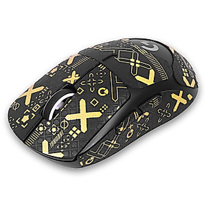 JHK Mouse Grip Tape Mouse Grip for L ogitech GPro Wireless GPW 2.0 Gaming Mouse Skins, Sweat Absorption, Non-Slip, Easy to Tear Without Leaving Adhesive (All, Black/Yellow)
