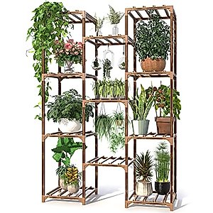 Veakoo Plant Stand Indoor Outdoor,11 Tiered Tall Wood Flower Stands Large Plant Shelf Multiple Garden Shelves Window Display Holder Rack for Corner Balcony Patio Living Room Bedroom with 3 Free Tool Visit the Veakoo Store