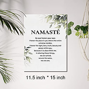 Yoga Canvas Wall Art Inspirational Namaste Definition Canvas Print Positive Meditation Canvas Painting Home Bedroom Wall Decor Framed Gift 12x15 Inch