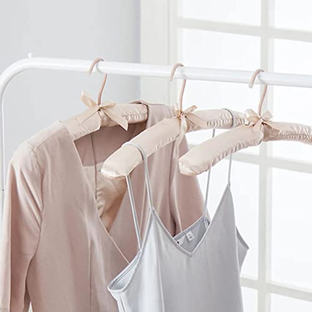 BESPORTBLE 4pcs Satin Padded Hangers Satin Hangers with with Metal Hook Anti Slip Sponge Satin Cushioned Hangers for Sweaters Dresses Coats