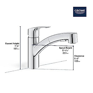 GROHE 30306DC1 Eurosmart Dual Spray Pull-Out Kitchen Faucet with sprayer Supersteel (Stainless Steel)