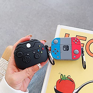 2 Pcs Wifantien 3D Cute Gamepad+Switch Case for AirPod Pro 2019/2022, Cartoon Kids Boys Men Kawaii Cool Game Gamepad Shape Keychain Case for Airpods Pro/Pro 2nd Gen 2022