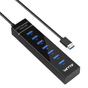 7-Port USB 3.0 Hub, IVETTO Data USB Hub Splitter with 3.3ft Long Cable for Laptop, PC, MacBook, Mac Pro, Mac Mini, iMac, Surface Pro and More