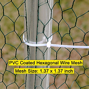 Large Chicken Coop Walk-in Metal Poultry Cage House Rabbits Habitat Cage Spire Shaped Coop with Waterproof and Anti-Ultraviolet Cover for Outdoor Backyard Farm Use (9.8' L x 26.2' W x 6.56' H)