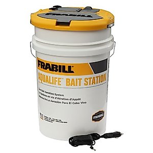 Frabill Bait Station Bucket | Large Aerated Live Bait 6-Gallon Storage