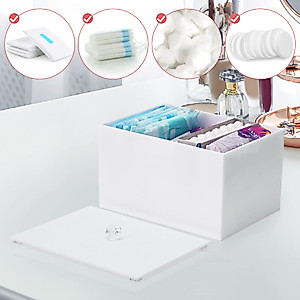 ChengFu Acrylic Sanitary Napkin Storage Container, Pad Holder for Period, Pad Holder for Women Bathroom, Pad and Tampon Holder for Bathroom, Sanitary Napkin Dispenser, White
