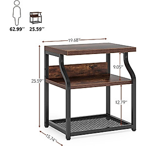 Tribesigns Printer Stand with Storage ,3-Shelf Home Printer Cart , Desk Organizer Pinter Table Under Desk , Rustic Machine Stand Small Bookshelf for Home Office (Rustic)