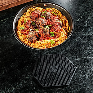 HexClad Hexagon Silicone Trivets, 2-Pack, Nonslip and Heat Resistant Hot Pads, Black