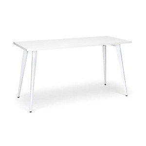 HON Basyx Commercial-Grade Executive Desk, Angled Metal Legs, 55", White