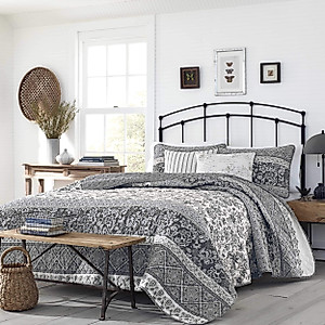 Stone Cottage - Queen Quilt Set, Reversible Cotton Bedding with Matching Shams, Lightweight Home Decor for All Seasons (Abbey Grey, Queen)
