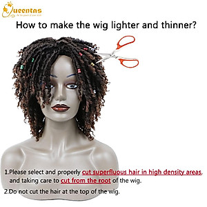 QUEENTAS Dreadlock Wigs for Black Women and Men Short Curly Big Afro Braided Wigs Faux Locs Twist Braiding Synthetic Wigs (Black to Brown)