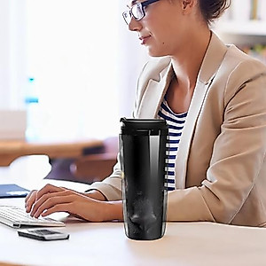 Black Cat Yellow Eyes Travel Coffee Mug Reusable Coffee Cup Tumbler with Lid for Outdoor 350ml