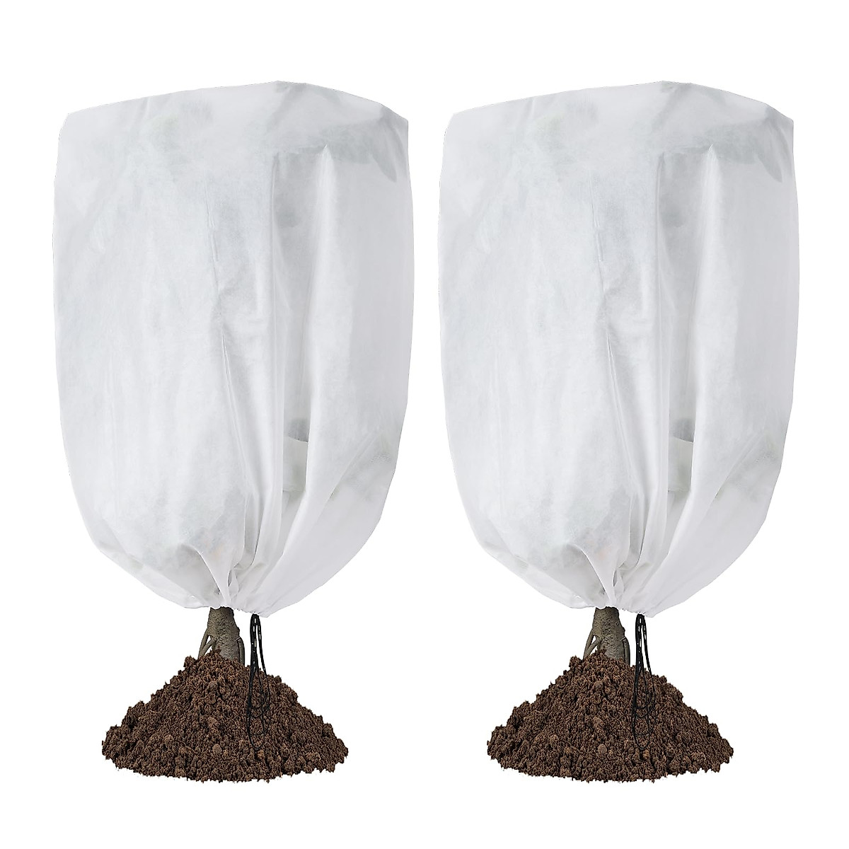 Garutom 2-Pack Plant Covers Freeze Protection 42" x 45" 2.2 oz, Frost Cloth Plants Jacket Drawstring Tree Cover for Outdoor Plants, Shrub Potted Plants Winter