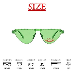Yoela Triangle Thick Rimless Sunglasses Transparent One Piece Eyewear Colorful Glasses Party Favors