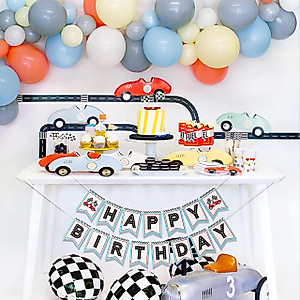 Retro Racing Happy Birthday Banner - Happy Birthday Banner, Racing Themed Party, Racing Party Decoration. Boys racing themed birthday decorations. Wall banner for racing fans.