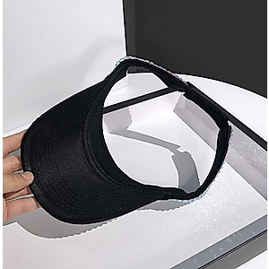 Gudessly Shiny Rhinestones Sport Sun Visor Adjustable Summer Cap Visor Caps for Women Men Black