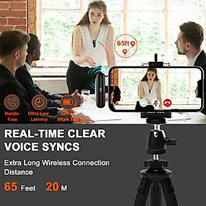 Wireless Lavalier Microphone for Android & PC,Plug&Play for YouTube,TikTok,Video Recording,Vloggers,Facebook Live Stream,Auto-Sync Noise Canceling Wireless Clip on Microphone(No Need App/Bluetooth)