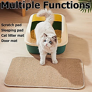 EZMeetU Cat Scratcher Mat, 23.6 X 15.7 Inch Natural Sisal Cat Scratching Pad, Cat Scratch Pad Rug for Indoor Cats with Non-Slip Velcro, Cat Furniture Protector for Floors, Carpets, Walls, Cabinets