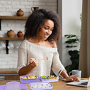 MKAVOE Bento Box Adult Lunch Box, 3-in-One Stackable Bento Lunch Box for Kids/Adults, 8 Compartments & Utensil Set Lunch Box Kids, Leak-Proof Bento Boxes for Work, Picnic, School