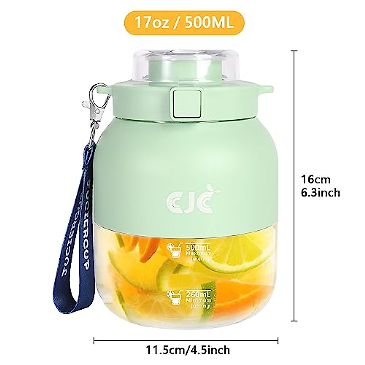 Portable Blender, 2023 New Big Belly Bottle, 500 ML Bottle Blender with 10 Blades, USB Rechargeable, 17 Oz To-Go Cups and Spout Lids, for Kitchen, Home, Travel, for Shakes and Smoothies，BPA-Free