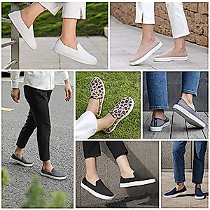 STQ Slip on Sneakers for Women Comfortable Loafers Breathable Knit Casual Tennis Skate Shoes Sand 7 US