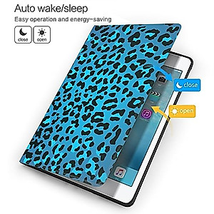 Blue Leopard Print Case Fit for IPad Air 3 Pro 10.5 Inch Case with Auto Sleep/Wake Ultra Slim Lightweight Stand Leather Cases