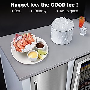 COWSAR Commercial Ice Maker Machine, Nugget Ice, 66lbs/24H Stainless Steel Under Counter Ice Maker, Self-Clean&24H Timer, Commercial Nugget Ice Machine with LCD Display, Ideal for Bar/Cafe/Restaurant