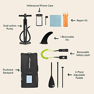 Retrospec Weekender-Tour 11' Inflatable Stand Up Paddleboard iSUP Bundle with Carrying Case, 3 Piece Adjustable Aluminum Paddle, 3 Removable Fins, Pump, and Cell Phone Case