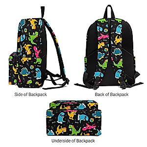 Dinosaur Fashion Backpack Casual 17 Inch Bookbag,Cute Lightweight Daypack Laptop Backpack for Teen/Boys/Girls