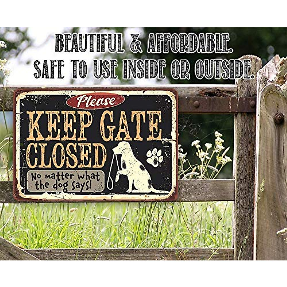 Dog Decor - Keep Gate Closed Dog - Metal Dog Signs for Home Decor - Use Indoor/Outdoor - Dog Sayings Funny Signs - Dog Mom Gifts for Women, Dog Home Decor Dog Lovers Gifts for Women