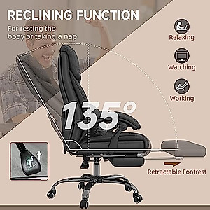 Vinsetto Kneading Massage Office Chair, Reclining Executive Office Chair, PU Leather High Back Computer Chair with Lumbar Cushion, Footrest, Adjustable Height, Black