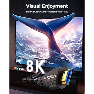 Cratree HDMI Cables 15FT Long - 8K Ultra High Speed HDMI Cable,48Gbps HDMI Braided Cord,8K 60hz,4K 120hz,eARC,HDCP 2.2&2.3 - Compatible for HDTV/PS5/Xbox