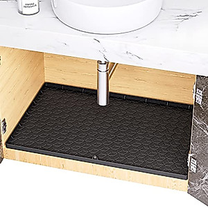 3 Pack Puricon Under Sink Organizer Pull Out Under Sink Storage Bundle with Under Sink Mat 34” x 22” Under Sink Mats