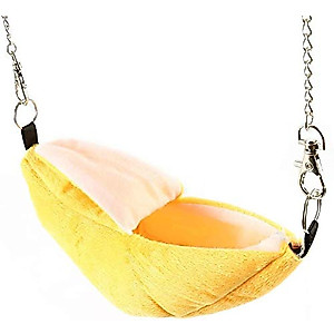 Hotumn 2 Piece Hamster Cage Soft Hammock Bed Small Pet House Hamster Nest Chinchilla Sleep and Play (Banana + Pineapple, Yellow)