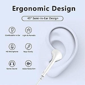 Case Logic Apple Headphones Lightning Earphones iPhone Earbuds, Wired in Ear Stereo Noise Canceling Isolating for 14 13 12 11 Pro Max X XS 8 7 SE, White (Built Microphone & Volume Control) GTR00