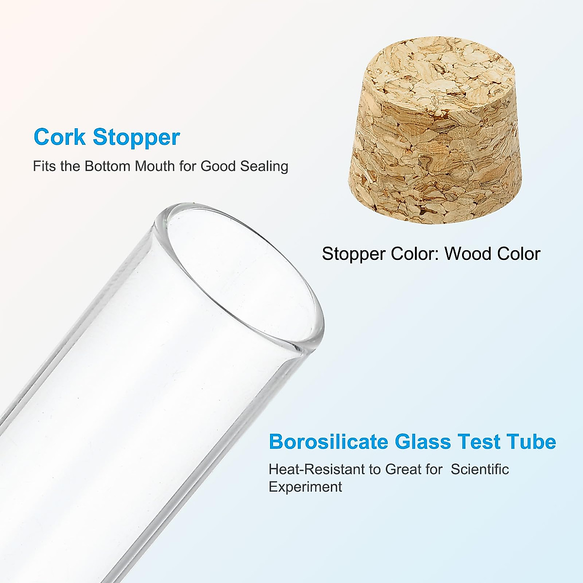 PATIKIL 25ml Test Tubes, 30pcs 3.94x0.79in Glass Clear Flat Bottom Test Tube Containers with Cork Stopper for Bead Party Candy Bath Salt Storage Scientific Experiment Plant Propagation