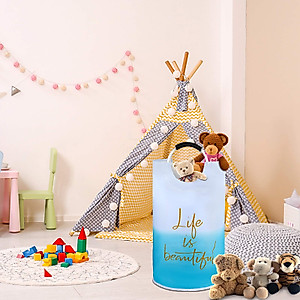 Erimaki 147L XL Foldable Laundry Basket With Handle, Waterproof Extra Large Collapsible Laundry Hamper, Freestanding Big Tall Baskets For Kids Boys Clothes In Bedroom Bathroom, Blue