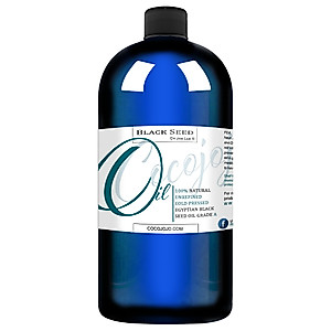 Dr Joe Lab Egyptian Black Seed Oil - Bulk 32 oz - 100% Natural, Black Cumin, Unrefined, Kalonji, Cold Pressed, Extra Virgin, Blessed, Vegan, Non GMO - Premium Grade A for Hair Skin