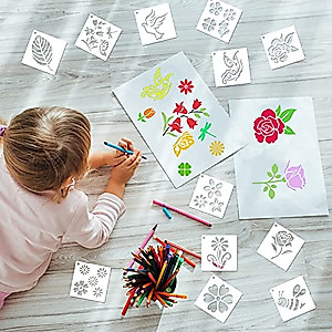 DZXCYZ 80 Pcs 3 x 3 Inch Stencils for Painting on Wood, Reusable Flower Stencils Butterfly Stencils Bird Plastic Stencils Bee Wall Stencil DIY Craft Template Paint Stencils Set for Wall Home Decor