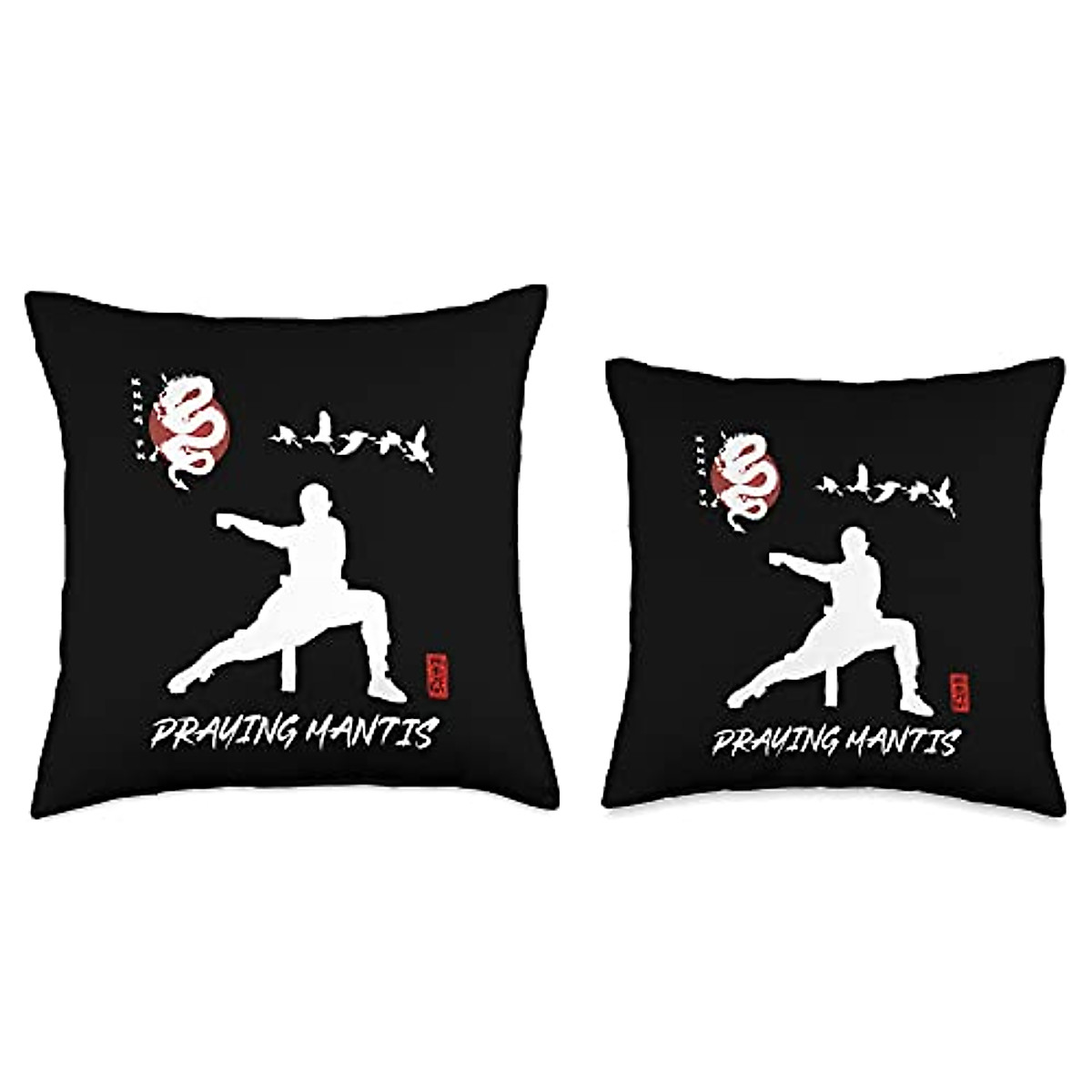 Praying Mantis Beginner Calligraphy Praying Mantis Praying Mantis Beginners Calligraphy. Chinese Martial Art Throw Pillow, 16x16, Multicolor