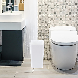 Ziglous 4.5 Gallon Plastic Trash Can Wastebasket, Deskside Bin, Small Garbage Can for Bathroom, Bedroom, Office, Kitchen, White, 3 Packs